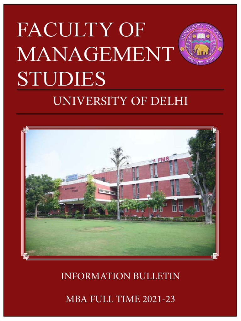 FMS Mba Full Time 2021 23 | PDF | University And College Admission ...