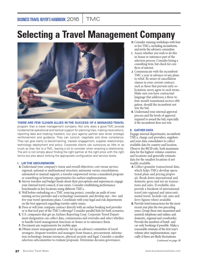 Selecting A Travel Management Company: Business Travel Buyer'S Handbook ...