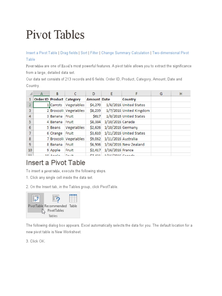 Pivot Tables | PDF | Data Management | Computer Data