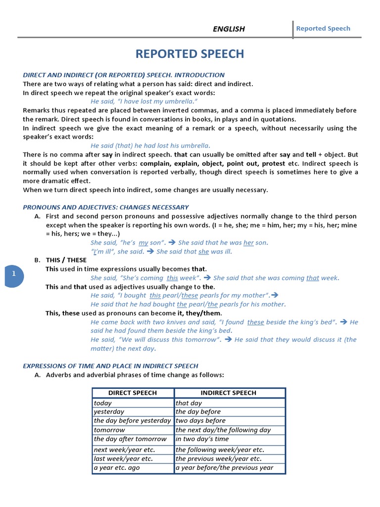 Reported-Speech Theory | PDF | Question | Grammatical Tense