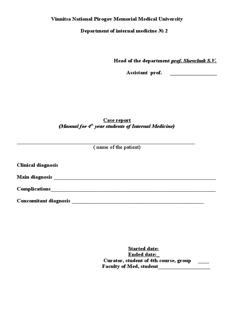 Internal Medicine Case Report Guide | PDF | Physical Examination | Thorax
