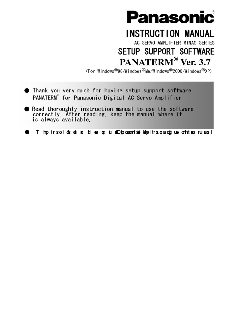 Instruction Manual: Panaterm Ver. 3.7 | PDF | Computer Keyboard | Menu (Computing)