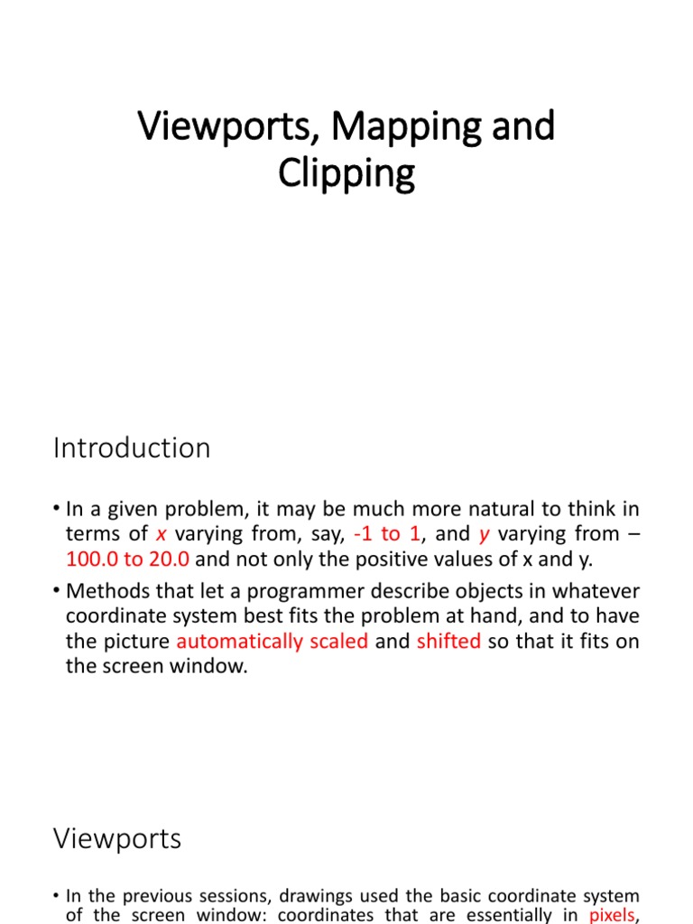 Viewports, Mapping and Clipping | PDF | Cartesian Coordinate System ...