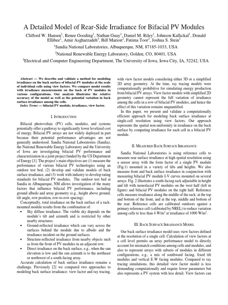 Modeling Rear-Side Irradiance for Bifacial PV Modules at Single-Cell ...