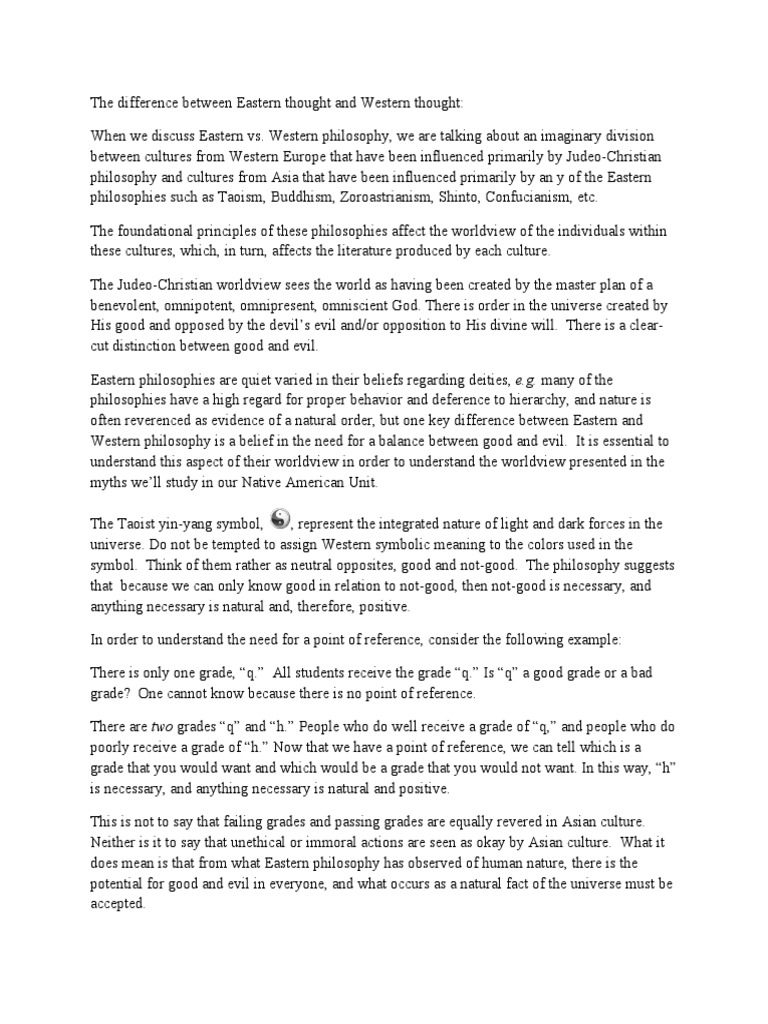 The Difference Between Eastern Thought and Western Thought | PDF ...