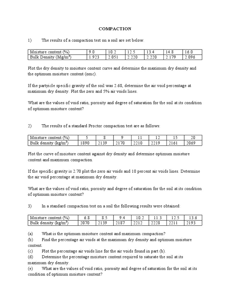 COMPACTION Practice Questions | Download Free PDF | Density | Porosity