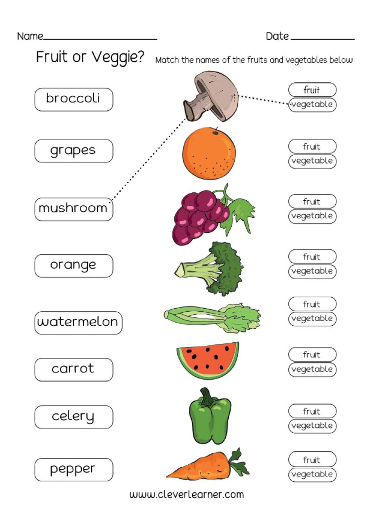 Fruit and Vegetable Printable Worksheet PDF | PDF