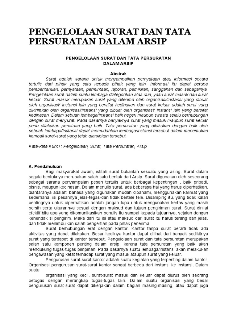 Pengelolaan Surat dan Persuratan Arsip | PDF
