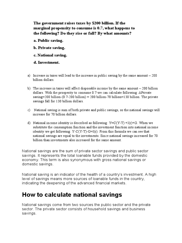 How To Calculate National Savings | PDF | Saving | Government Budget ...