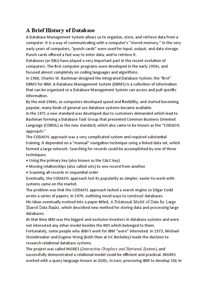 Evolution of Database Management Systems | PDF | Relational Database ...