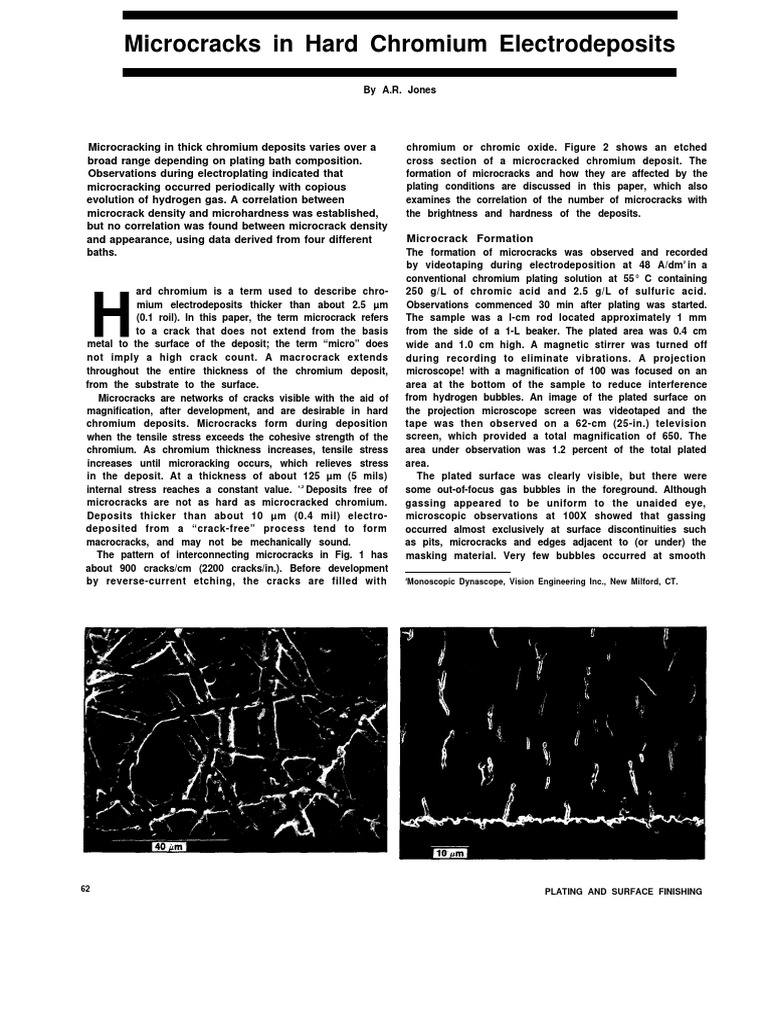 Microcracks in Hard Chromium Electrodeposits: Monoscopic Dynascope ...