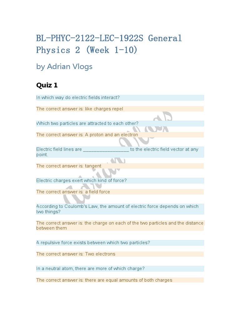 2nd Sem General Physics Week 1-10 by Adrian Vlogs PDF | PDF ...
