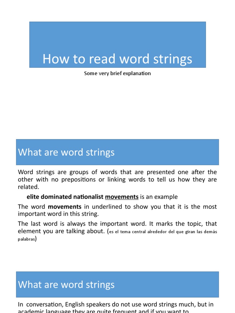 Understanding Word Strings in English | PDF