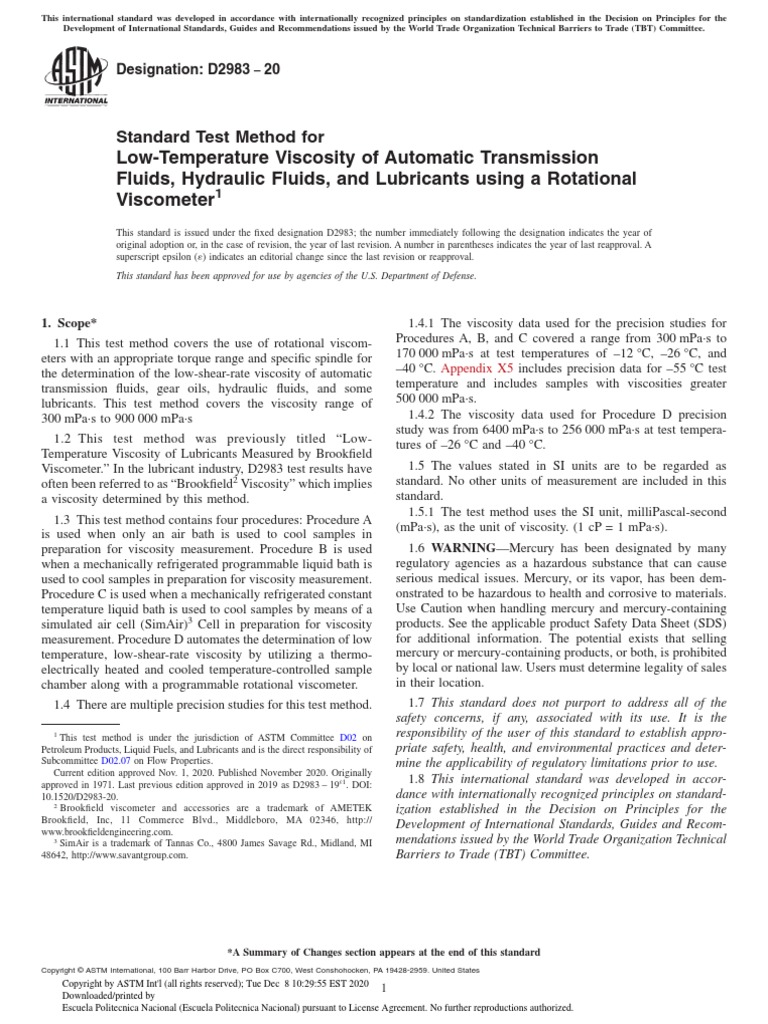 D2983 21349 PDF | PDF | Thermometer | Viscosity
