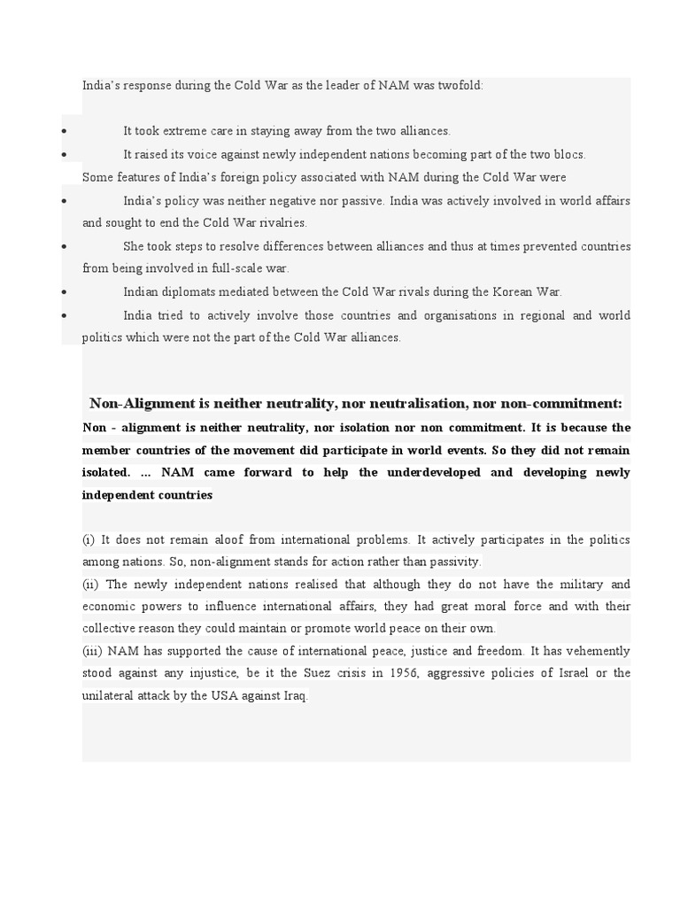 Non-Alignment Is Neither Neutrality, Nor Neutralisation, Nor Non ...