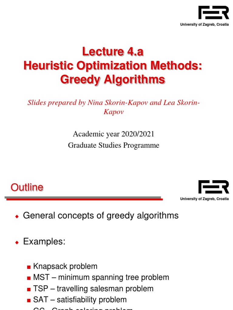 Lecture 4.a - Greedy Algorithms | PDF | Mathematical Optimization | Discrete Mathematics