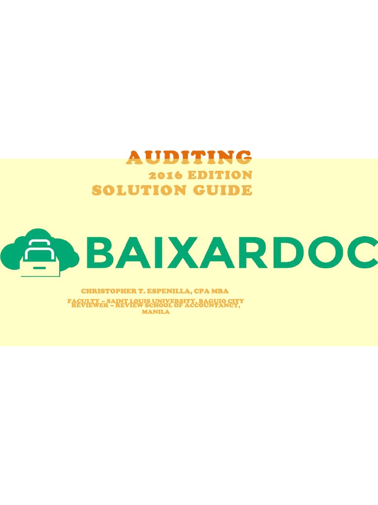 Advanced Auditing 2016 Solution Guide | PDF | Cheque | Debits And Credits