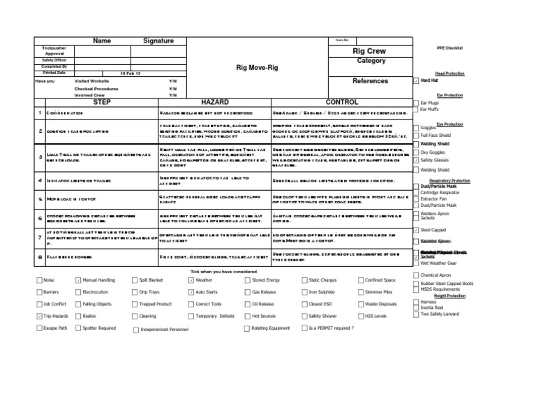 Rig Move-Jsa | PDF | Crane (Machine) | Safety
