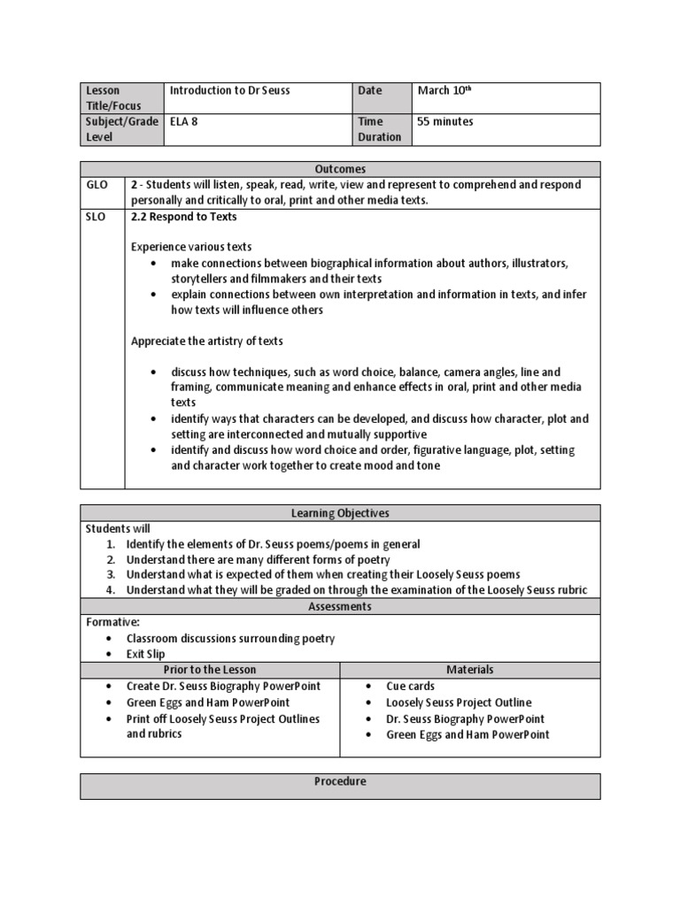 Ela 8 - Intro To Seuss | PDF | Dr. Seuss | Poetry