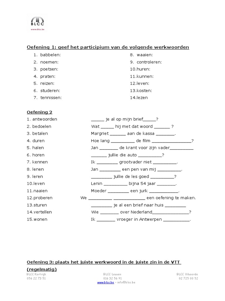Perfectum-Oefeningen 2 | PDF