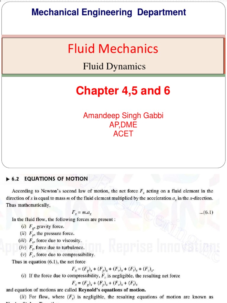 Chapter4,5 and 6 PDF | PDF | Fluid Dynamics | Force