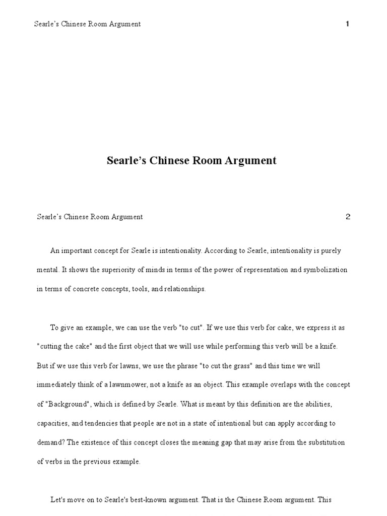 Searle Chinese Room Philisophy | PDF | Philosophical Movements ...