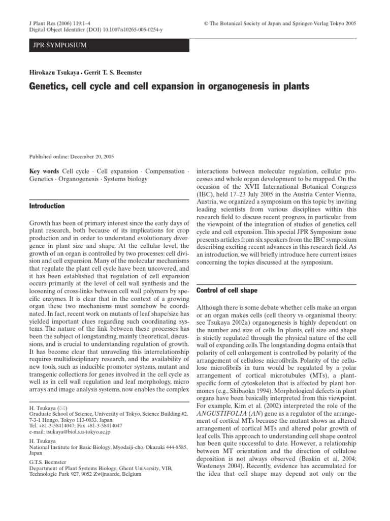 Genetics, Cell Cycle and Cell Expansion in Organogenesis in Plants ...