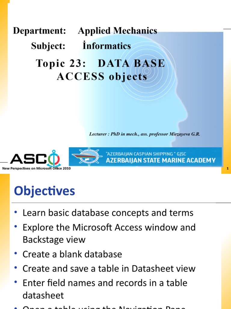 Microsoft Access 2010 Guide | PDF | Microsoft Access | Relational Database