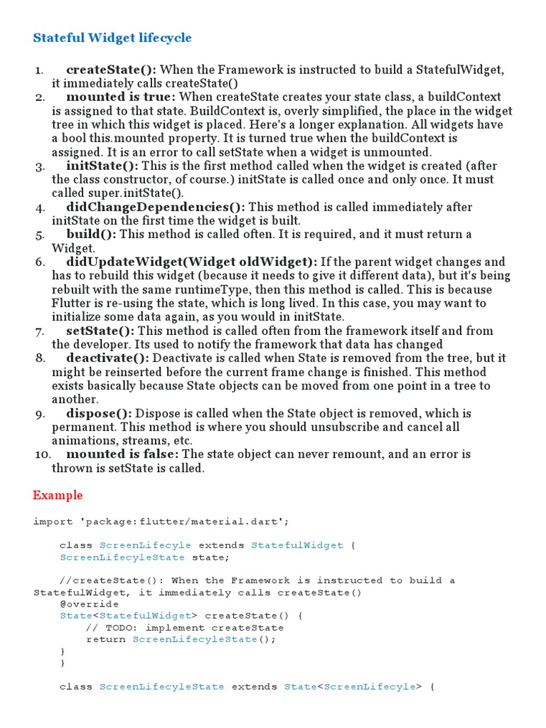 Stateful Widget Lifecycle: Example | PDF | Computer Programming ...