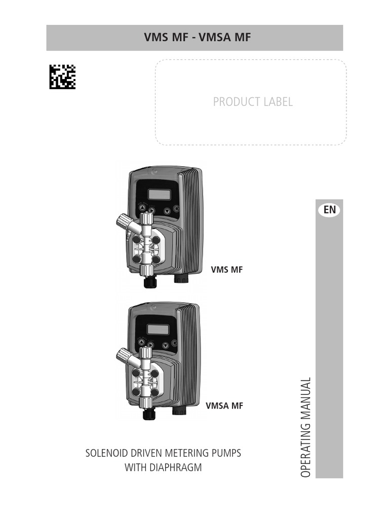 Vms MF - Vmsa MF: Product Label | PDF | Pump | Electrical Connector