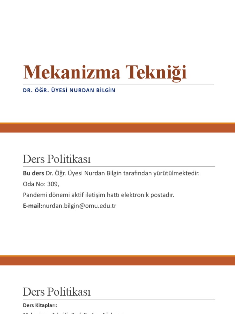 MekanizmaTekniği Ders1 S | PDF