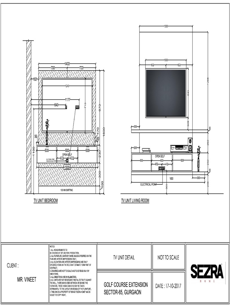 Not To Scale TV Unit Detail Client: Mr. Vineet DATE: 17-10-2017 | PDF ...