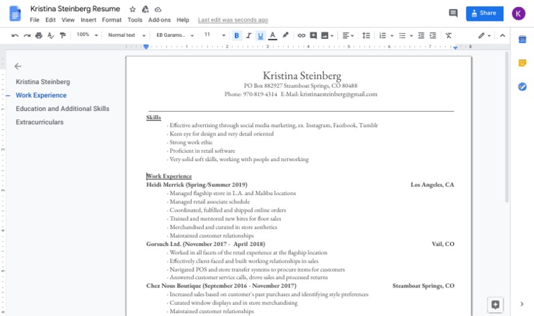 Kristina Steinberg Resume | PDF | Sales | Public Sphere