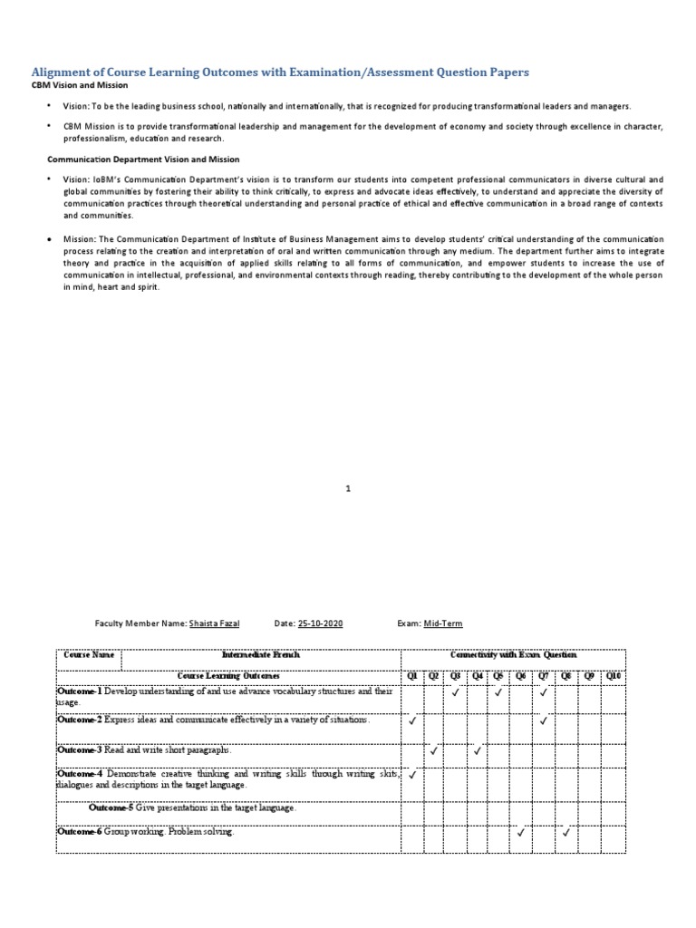 MidTerm Exam Questions - Intermediate French | PDF | Behavior Modification | Communication