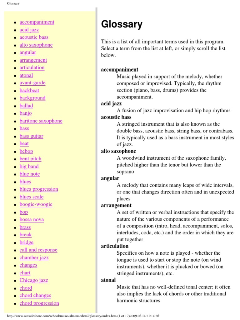 Jazz Music Glossary | PDF | Jazz | Double Bass