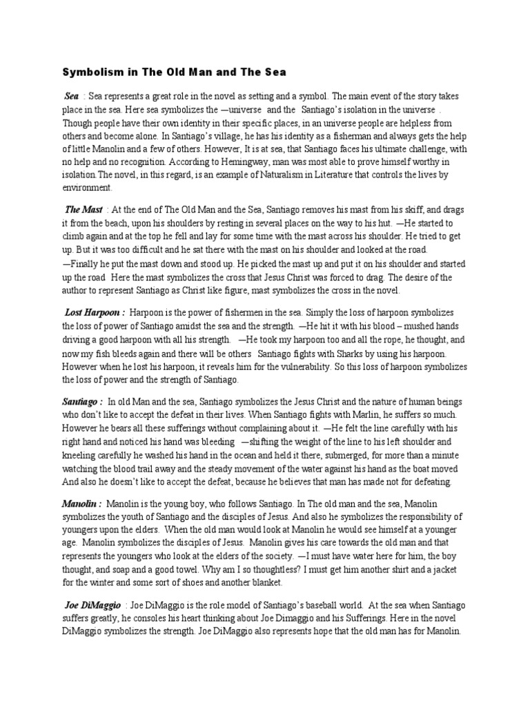 Symbolism in The Old Man and The Sea | PDF