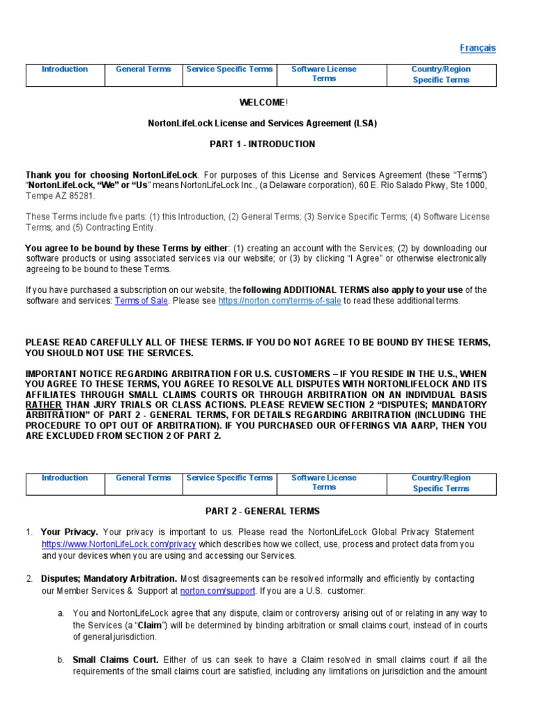 General Terms Service Specific Terms Software License Terms Country ...