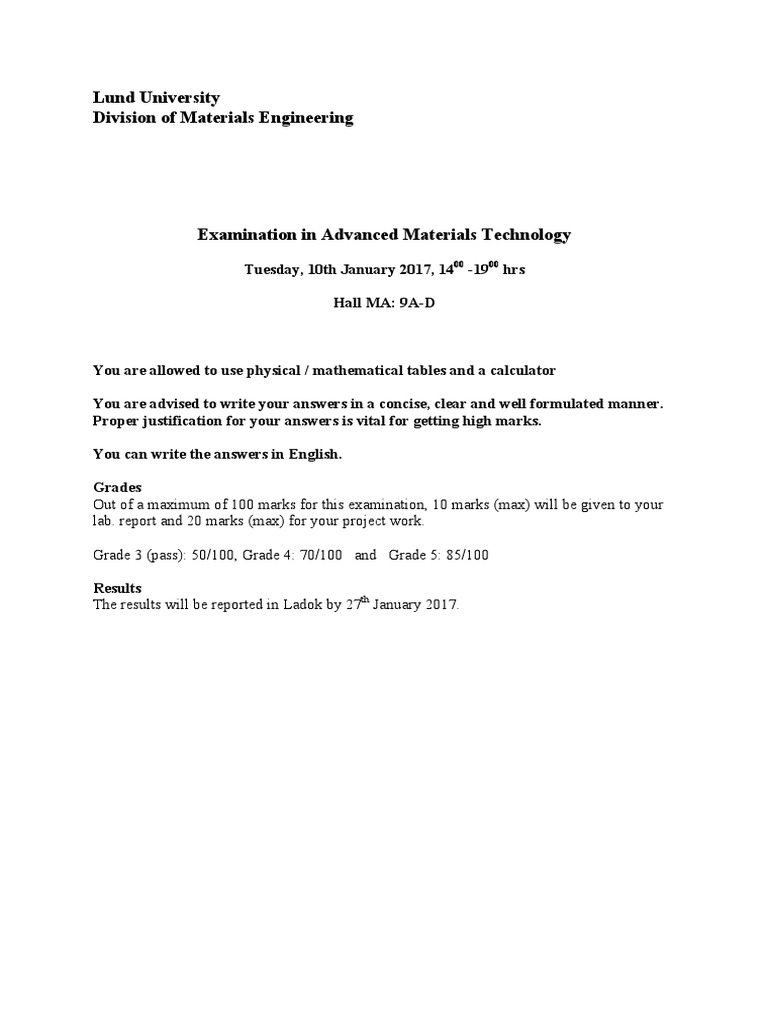 AMT Ht16-Exam PDF | PDF | Creep (Deformation) | Dislocation