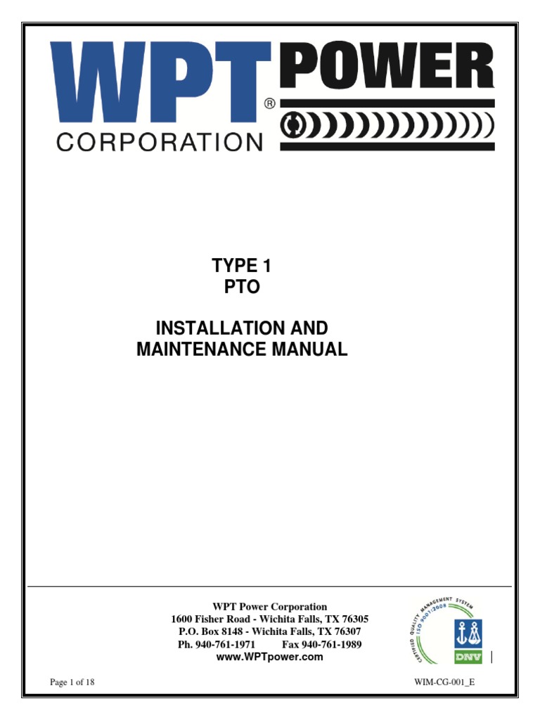 10.manual de Instalacion y Mantenimiento, Pto (Power Take Off) PDF ...