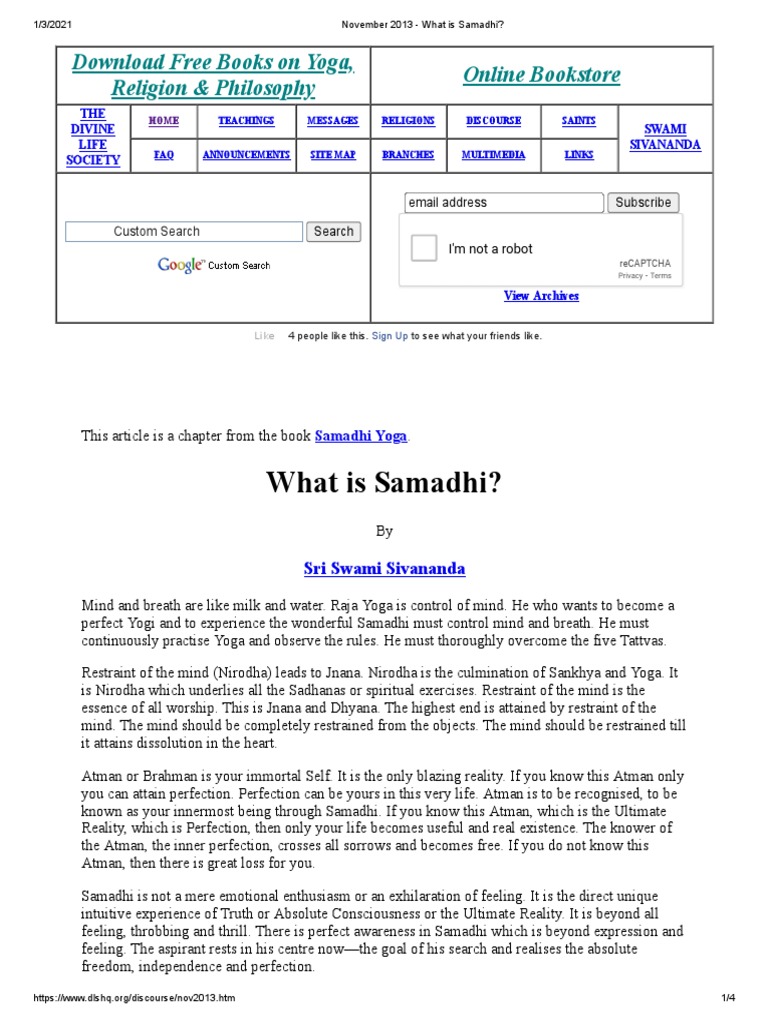 What Is Samadhi?: Download Free Books On Yoga, Religion & Philosophy ...