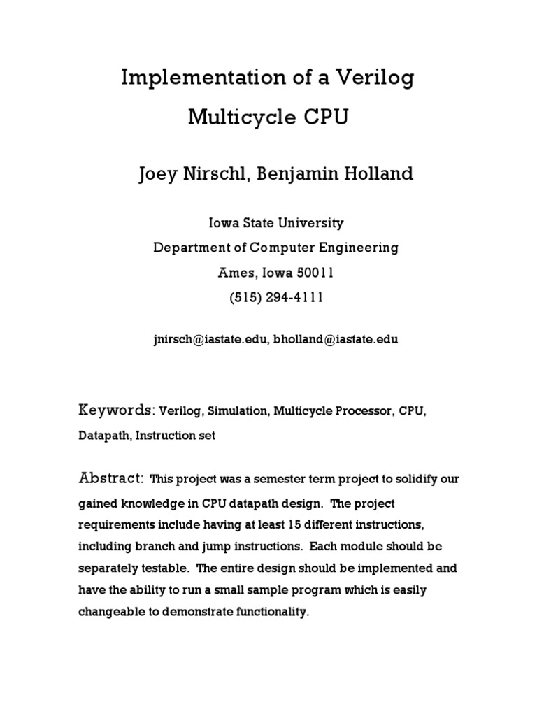 Verilog Multicycle CPU Design | PDF | Central Processing Unit | Modular Programming