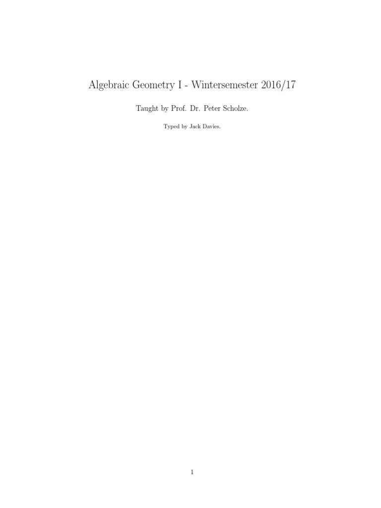 Scholze - Algebraic Geometry Course Notes | PDF | Ring (Mathematics ...