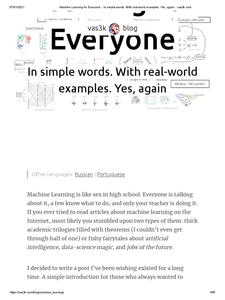 Machine Learning For Everyone | PDF | Machine Learning | Applied ...