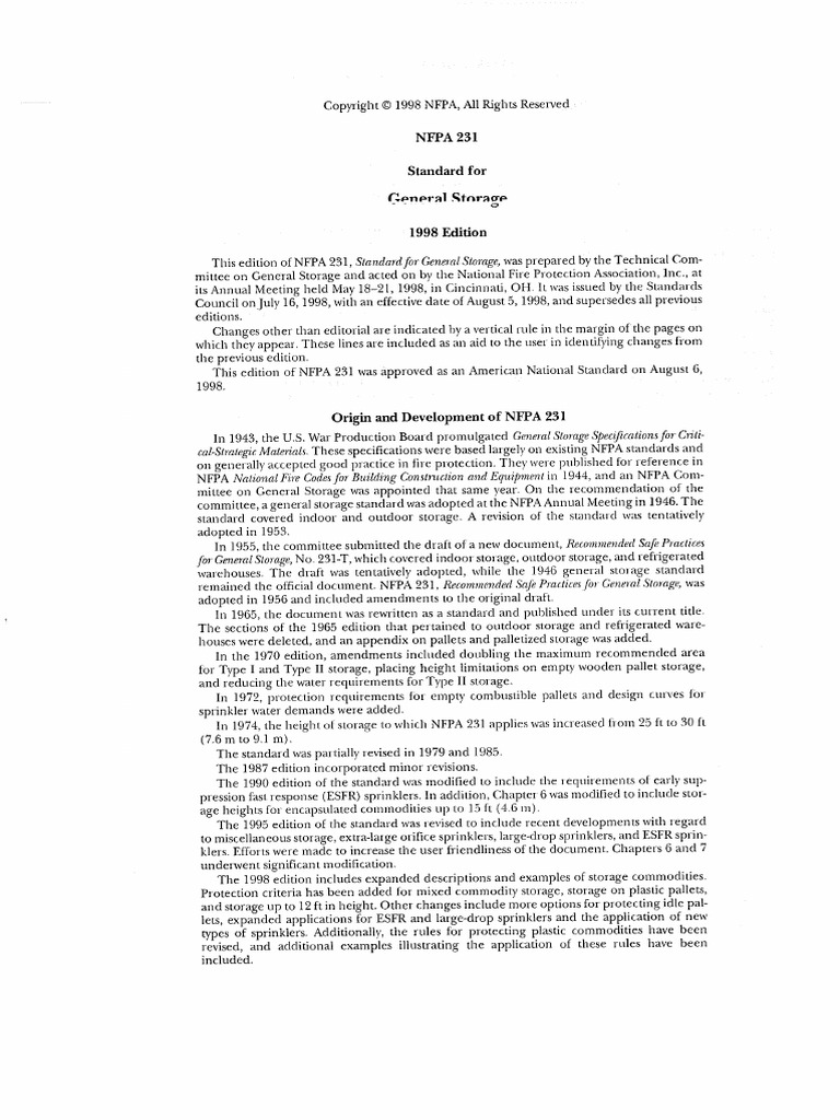 NFPA 231 1998 General Storage PDF | PDF