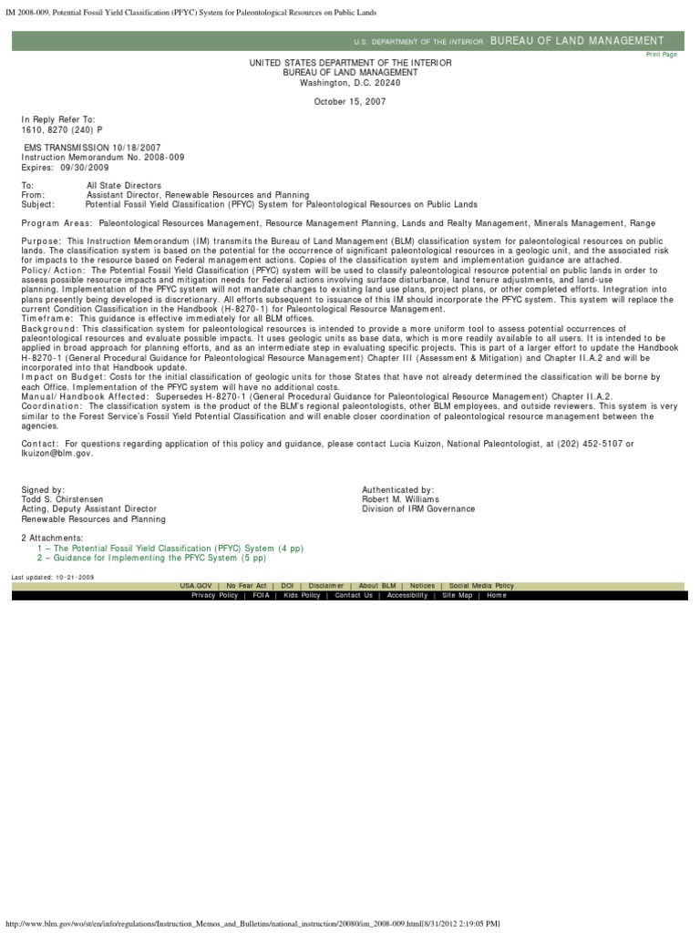 Sistema Potencialidad Fosil USA | PDF | Fossil | Paleontology