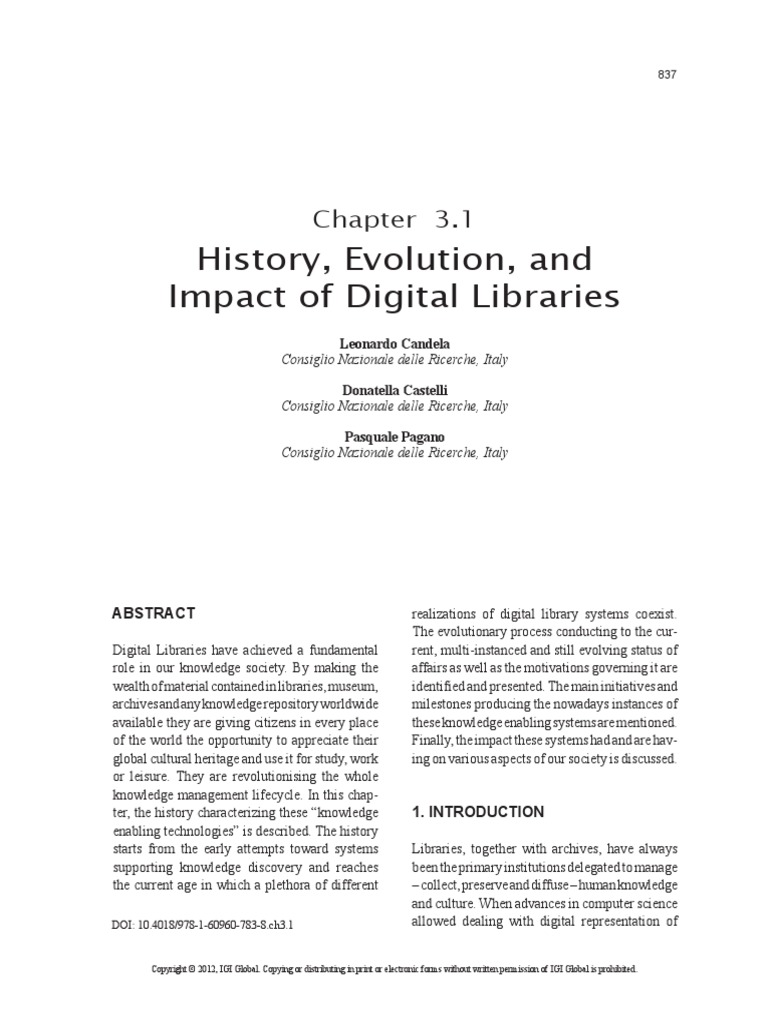 History, Evolution, and Impact of Digital Libraries | PDF | Digital ...