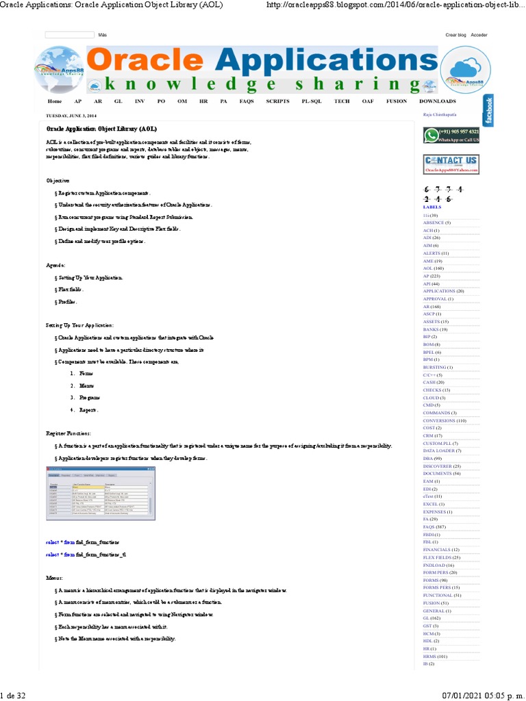 Oracle Application Object Library Aol Select From Select From Pdf Parameter Computer 0696