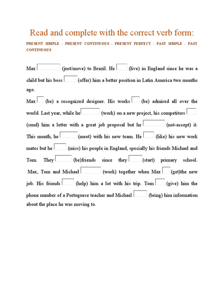 English Verb Tense Practice | PDF