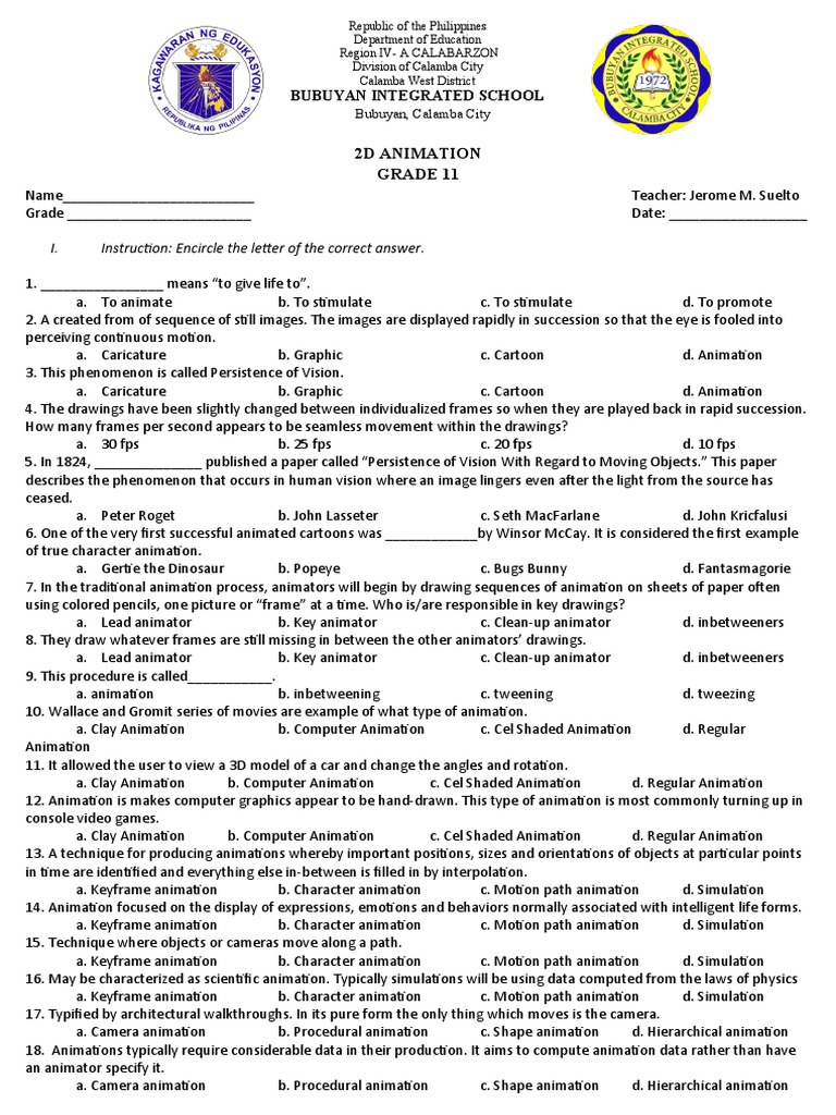 Grade 11 2d Animation | PDF | Animation | Computer Animation