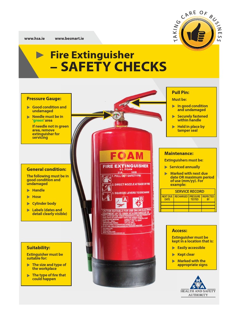 Fire Extinguisher Safety Checks PDF | PDF | Fire Safety | Fires